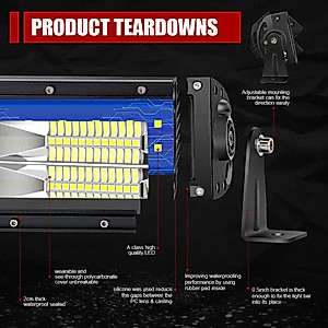 LED Light Bar TURBO SII 32 Inch 405W Triple Row Spot Flood Combo Offroad Light 2Pcs 4 Inch 60W Led Cube Pod Lights for Trucks Trailer ATV UTV Polaris RZR SUV Boats w/3-Leads Wiring Kits