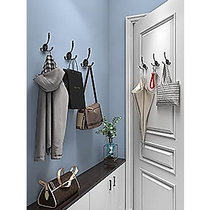 shelwe Wall Mounted Black Coat Hooks 5 Pack Heavy Duty Single Hook Decorative for Hanging Coats Backpack Towel Hat Robe Closet Bag Bathroom Kitchen Classroom