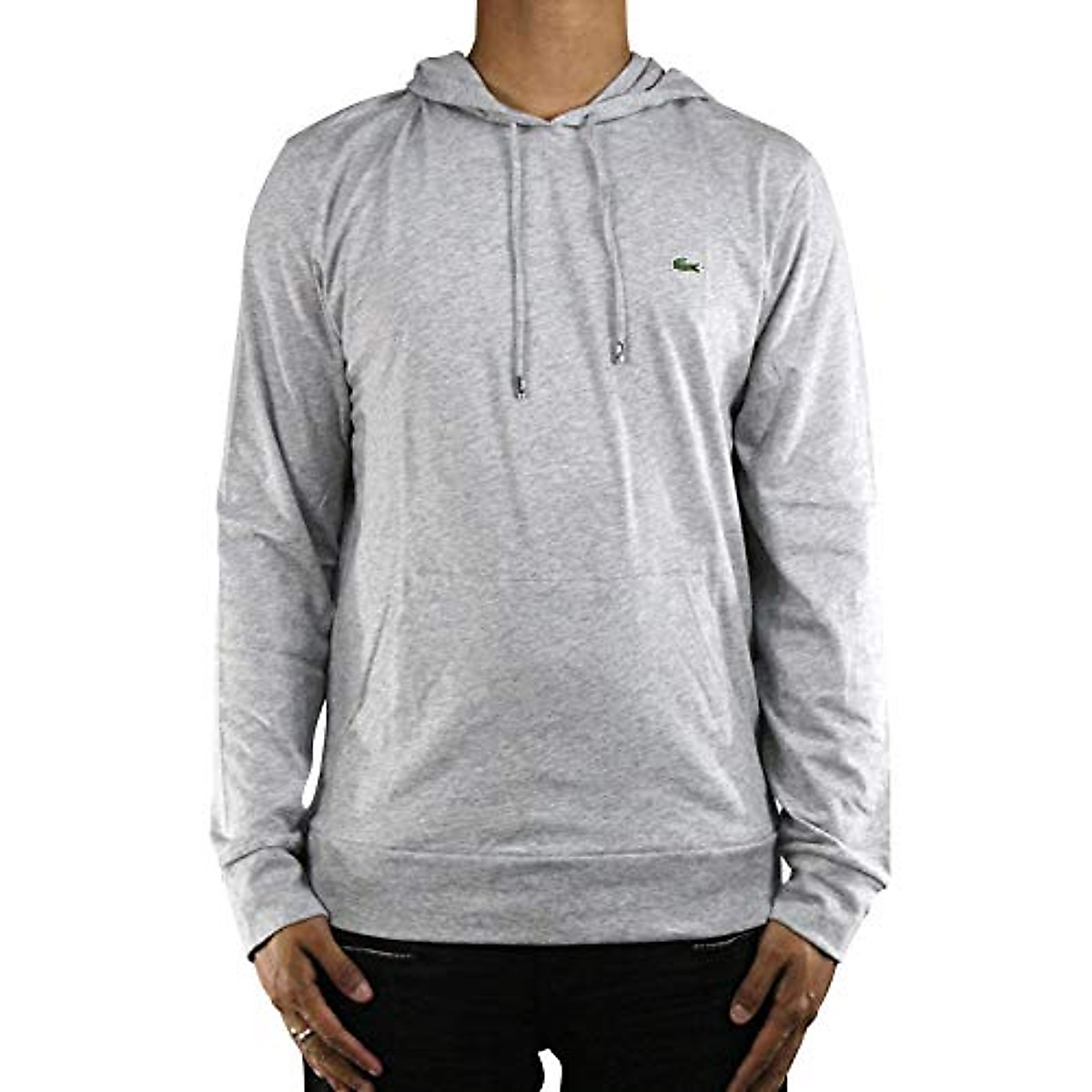 Lacoste Men's Long Sleeve Hooded Jersey Cotton T-Shirt Hoodie, Silver Heathered, XXXL