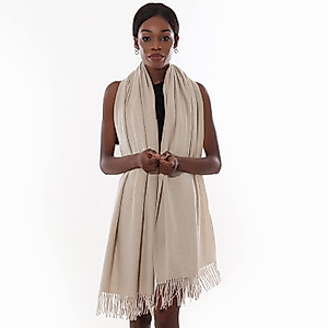 RUI VTRON Womens Winter Scarf Beige Pashmina Shawls and Wraps for Evening Dresses Warm Blanket Scarf for Wedding