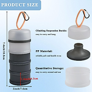 Milkary 4Pcs Protein Powder Storage Container, 4 Layer Stackable Leak-proof Formula Dispenser to Go with Funnels Stand, Portable Keychain Travel Protein Powder Container for Workout Fitness Travel