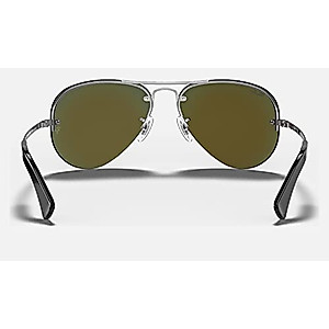 Ray-Ban RB3449 004/55 59M Gunmetal/Plastic Lens Light Green Blue Mirror Aviator Sunglasses For Men + BUNDLE with Designer iWear Eyewear Care Kit