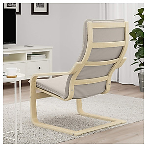IKEA ' Poang Chair Armchair with Cushion, Cover and Frame (Knisa Light Beige) Bundle with Feltectors Cleaning Cloth