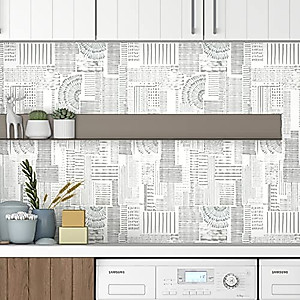 Theper Modern Peel and Stick Wallpaper Gray and White Stripe Wallpaper Contact Paper 17.3” x 78.7” Geometric Wallpaper Self Adhesive Wallpaper Removable Decorative Wallpaper for Bedroom Vinyl Film