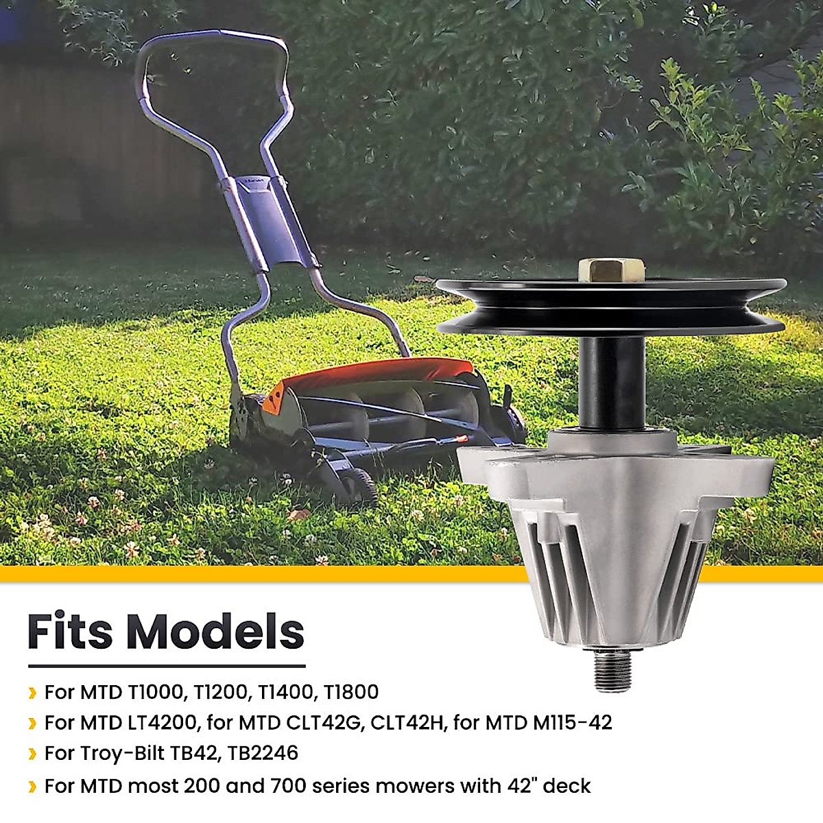 Tuningsworld Spindle Assembly for Troy Bilt Mower 618-06991 918-06991 42" Deck for MTD Craftsman with Pulley (Set of 2) T1000 T1200 TB42 TB2246