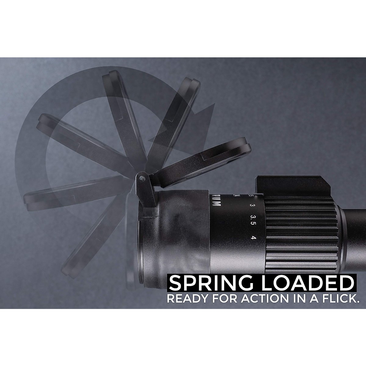 Monstrum 1-4x20 Rifle Scope with Rangefinder Reticle | ZR255 H-Series Offset Scope Mount | Monstrum Flip Up Lens Cover Set | Bundle