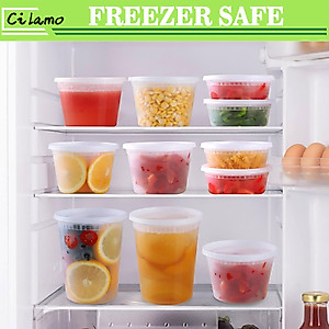Deli Containers with Lids 48 Sets [8,16, 32 oz 16 Each ] - Disposable Soup Containers with Lids Freezer Safe, Plastic Containers for Restaurant, BPA Free | Portion Control | Leakproof | Microwave
