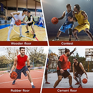 IOTBATE Cross Over Basketball Standard Size 7 Basketball High Density Pu Leather Game Basketball Indoor and Outdoor Basketball Without Air Pump (Deflated)