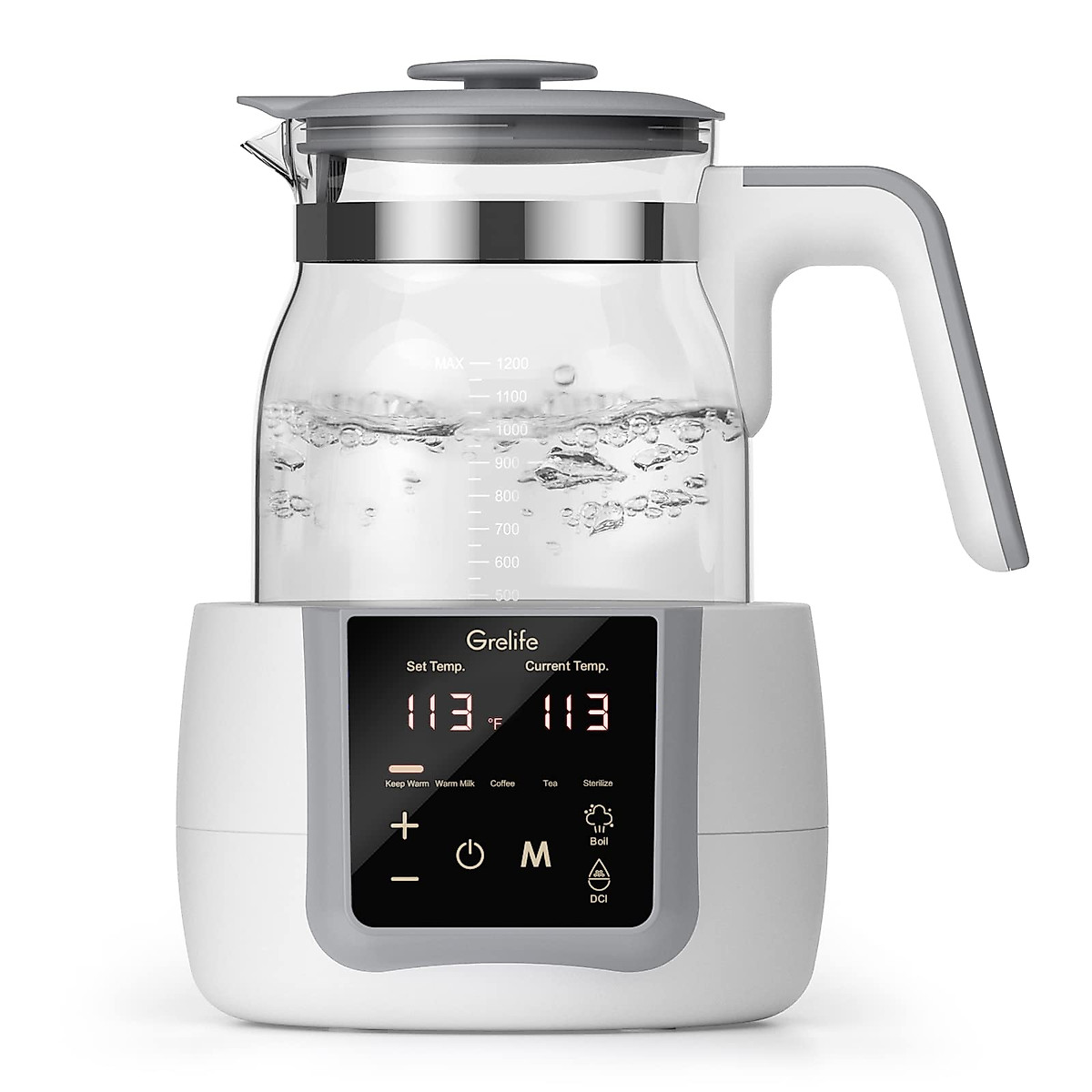 Bottle Warmer,Grelife 9-in-1 Fast Portable Instant Baby Milk Warme with 72H Keep Warm,Accurate Temperature Control,with Defrost, Sterili-zing, Heat Baby Food Jars for Breastmilk,Formula,Tea,Coffee