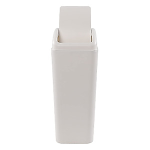 Qqbine 3.5 Gallon Slim Trash Can with Swing Lid, Swing Top Plastic Garbage Bins