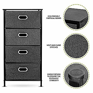 Nightstand Bedside Table Drawer Cabinet Chest of Fabric 4 Drawers Dresser Cabinet Bedroom Storage Tower Bins Organizer 4-Drawer Storage Cabinet Sleek Modern Yet Simple Look That Storage Tower Dresser