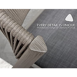 PURPLE LEAF 2 Pieces Patio Furniture Outdoor Dining Chair All-Weather Wicker All Aluminum Frame for Lawn Garden Backyard Deck Patio Dining Chair with Cushions, Grey