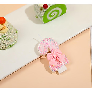 EAKE Number 2 Birthday Candle Pink Bowtie Glitter Number 2 Candle Birthday Girl Pastel Sweet Theme 2nd Birthday Party or Adults Milestone Age Decoration