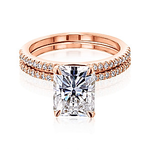 Kobelli 3ct Moissanite Radiant Petite Shank Bridal Set 14K Gold - yellow-gold / 5.5 G-H