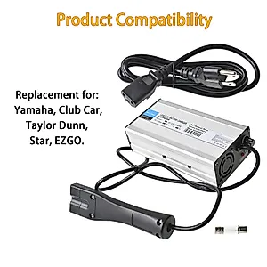 WFLNHB 48V 5A RXV Plug Golf Cart Battery Charger Replacement for Yamaha Star EZGO Club Car DS EZGO TXT