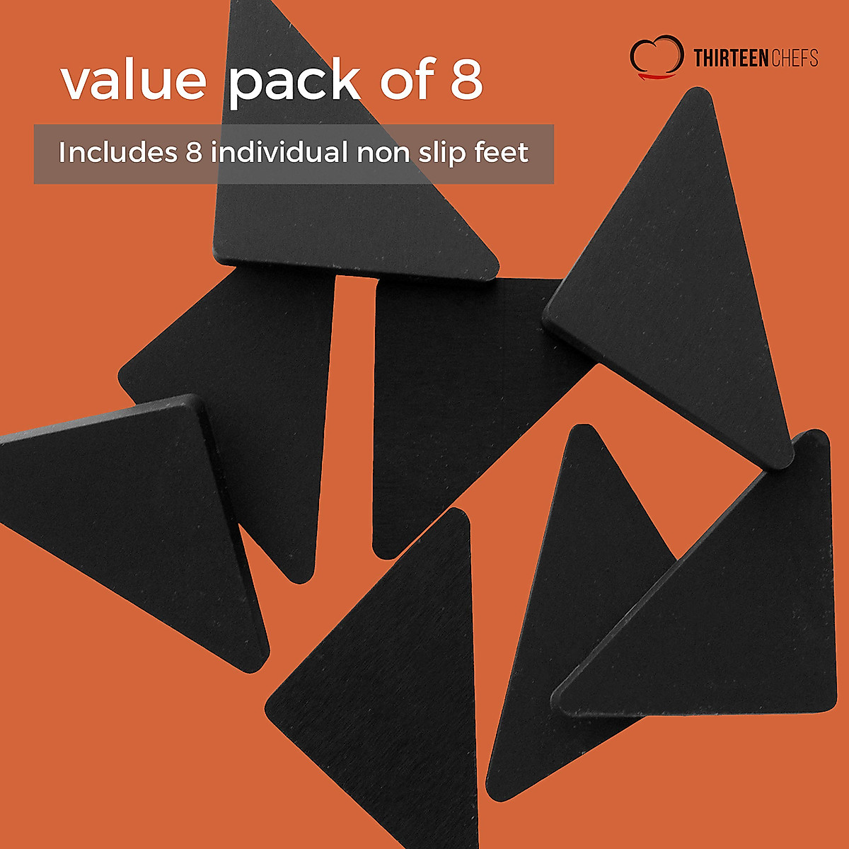 Thirteen Chefs Cutting Board Feet, Non Slip Silicone Pads, Set of 8, Red - Non Adhesive, Glue Free