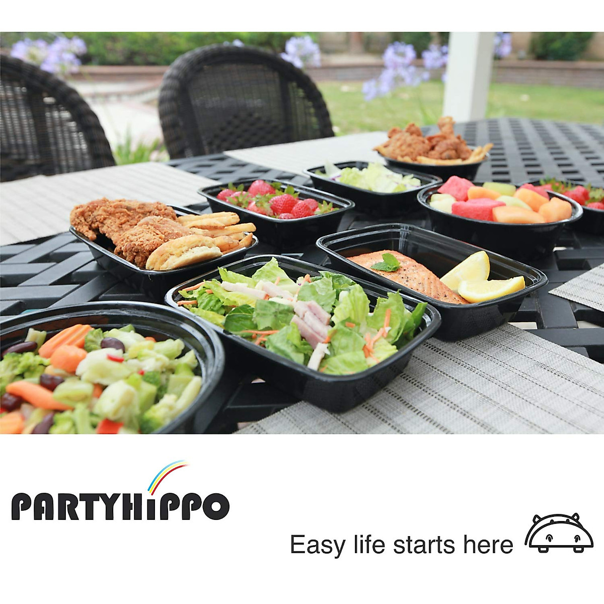 PARTY HIPPO Small Meal Prep Containers Single Lids, 12 OZ 12-pack, Food Storage Bento BPA Free | Stackable | Reusable Lunch Boxes, Microwave/Dishwasher, Freezer Safe,Portion Control