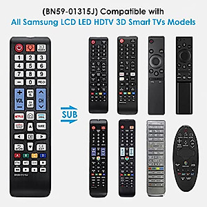 (BN59-01315J) Universal Remote Control with Backlit for Samsung TV Remote Control Replacement All Samsung LCD LED HDTV 3D Smart TVs Models