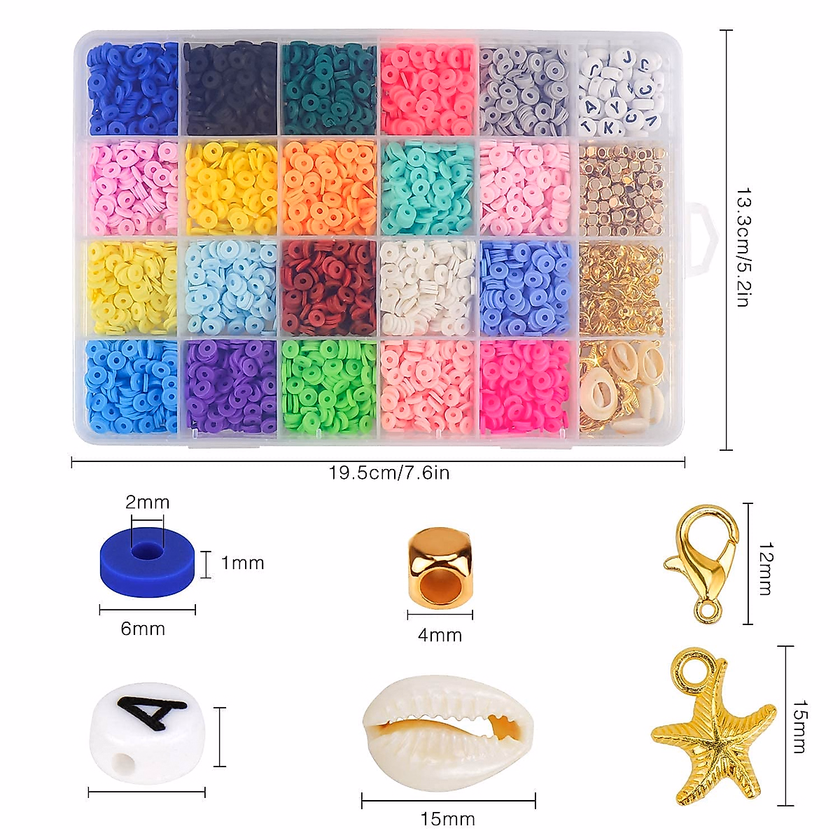 Zoyomax Friendship Bracelet Kit,4880 Pcs Clay Beads for Bracelet Making,6mm 20 Colors Flat Round Polymery Heishi Beads, Letter Beads and Elastic Strings for DIY Bracelets Necklace Jewelry Making