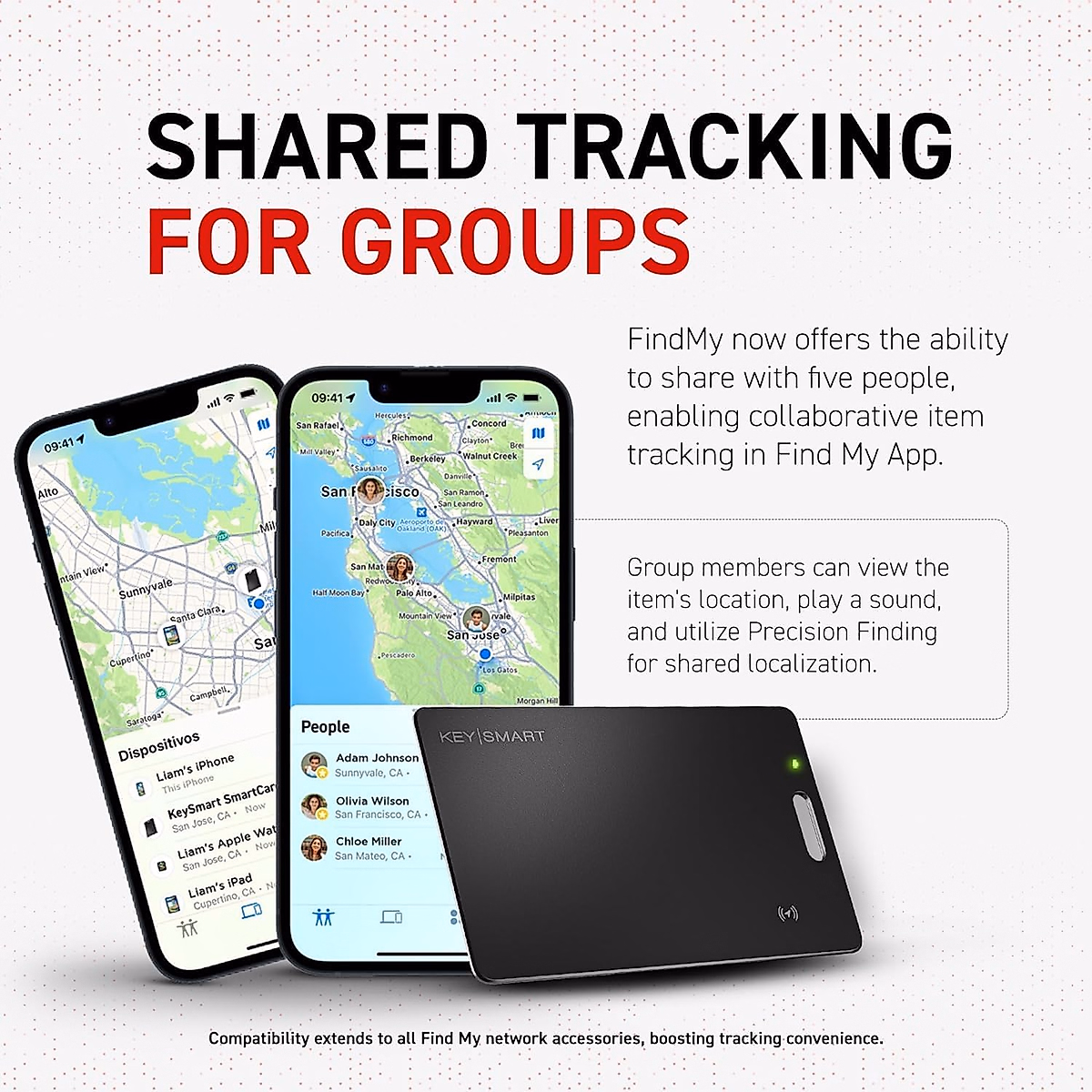 KeySmart SmartCard Wallet Tracker Card, Compatible with Apple Find My App, Rechargeable Thin GPS Item Finder for Luggage Tag, Passport, Smart Bluetooth Tracking with Key Chain Hole Black 1 Pack