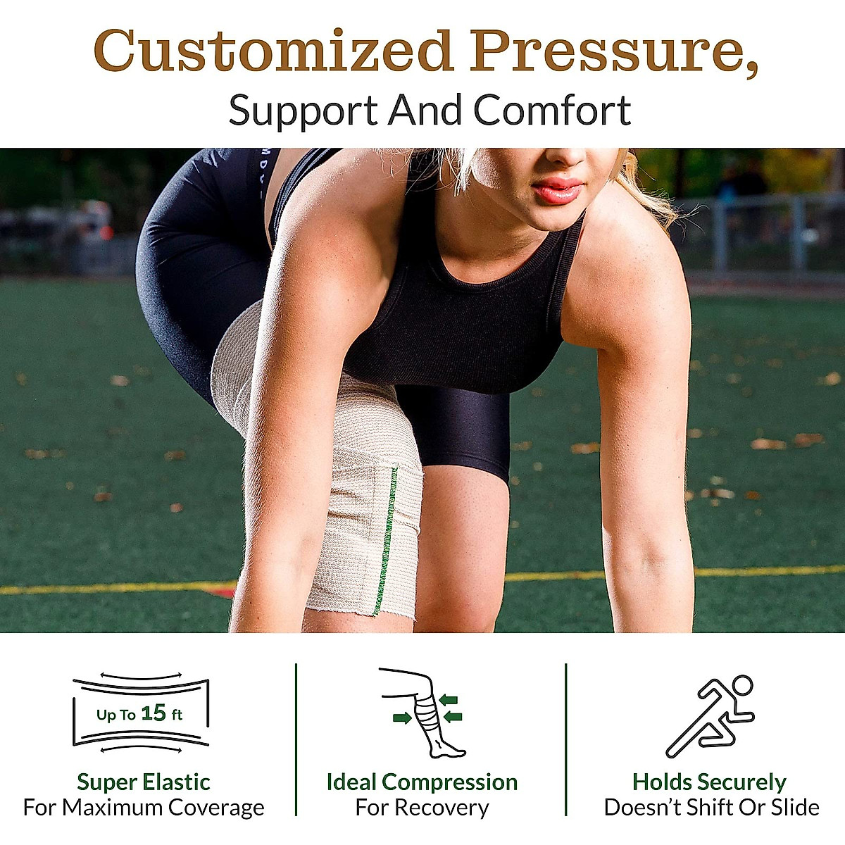 Premium Elastic Bandage Wrap (6” Wide, 2 Pack) - Nexskin Latex Free Athletic/Medical Compression Bandages Hook & Loop Fasteners at Both Ends - Lifetime Washable & Reusable USA Grown Cotton Bandage