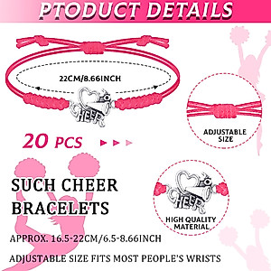 Irenare 4 Pcs Cheerleader Gifts Set 12 oz Cheer Tumbler Makeup Bag Cheerleading Bracelet Cheer Keychain for Cheer Accessories(Pink)