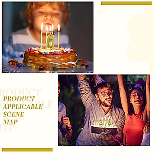 Shihanee 84 Pcs Birthday Candles Set, 30 Birthday Numeral Candles 0-9 Cake Candles, 48 Birthday Party Long Thin Cake Candles Metallic, 6 Happy Birthday Cake Toppers for Wedding Christmas(Gold)