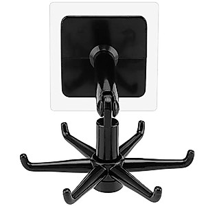 KOHAND 6 Pack Self Adhesive Utensil Holder, 360 Degrees Rotating Hook Self-Adhesive Vertical Flip Hook, Kitchen Utensil Hanger with 6 Hooks, Hanging Utensil Holder for Bathroom Kitchen Cabinet, Black