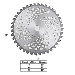 HritHcoxi 10 Inch Carbide Alloy Brush Cutter Trimmer Blade for Weeder, 3pcs Weed Eater Blade Grass Cutter Circular Saw Blade Brush Cutter Blade 40T, 60T, 80T