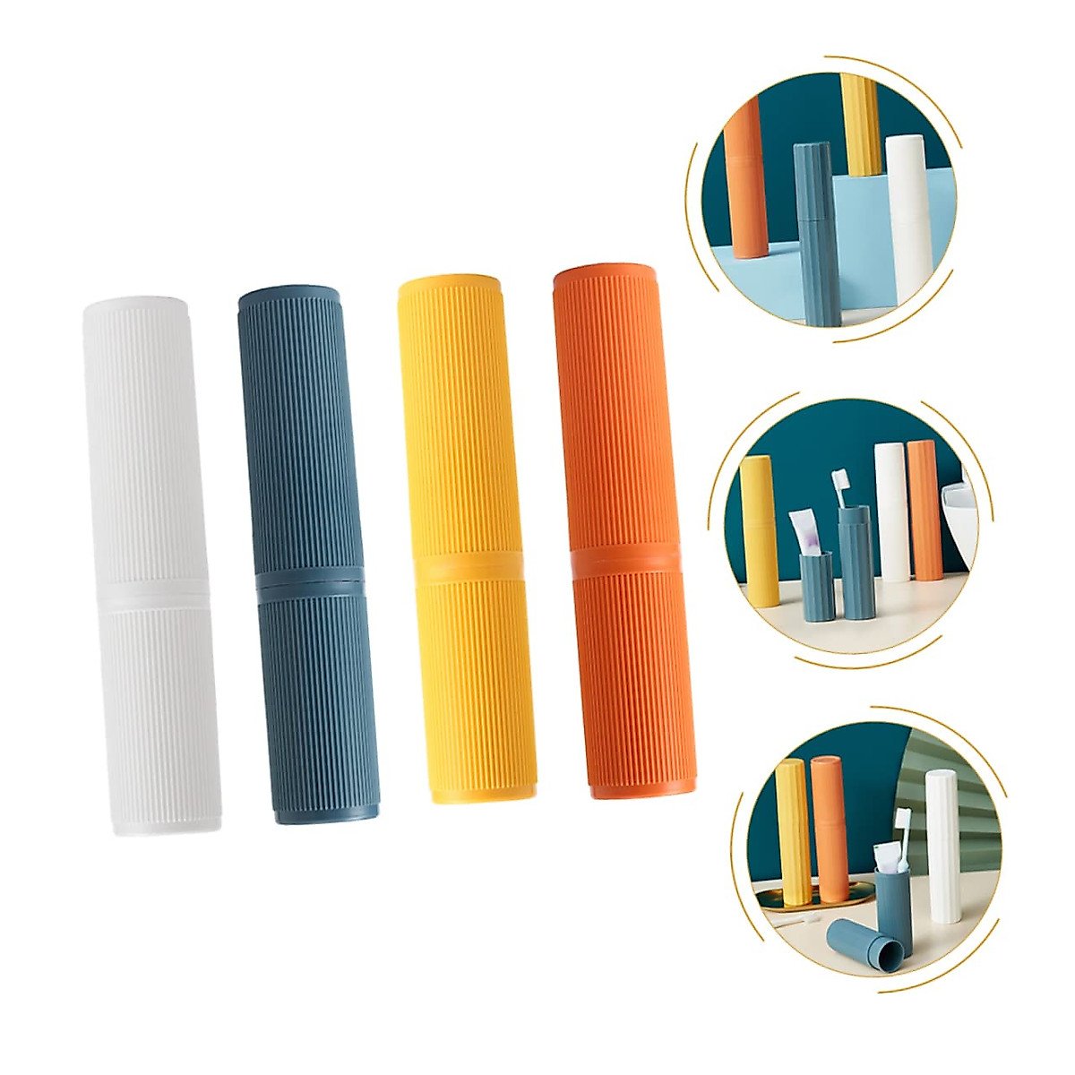 Levemolo 4 pcs Hotel Containers Home Mouthwash Organizers Trips Daily Multi-Function Camping Uses Container Cup Use Business Toothpaste Cups Storage Portable Toothbrush Organizer