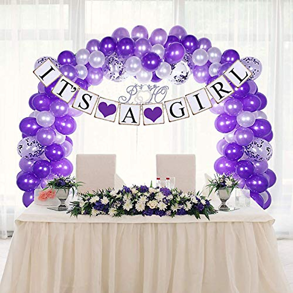 IT is A Girl Banner for Purple Lavender Royal Princess Girl Baby Shower Party Decorations