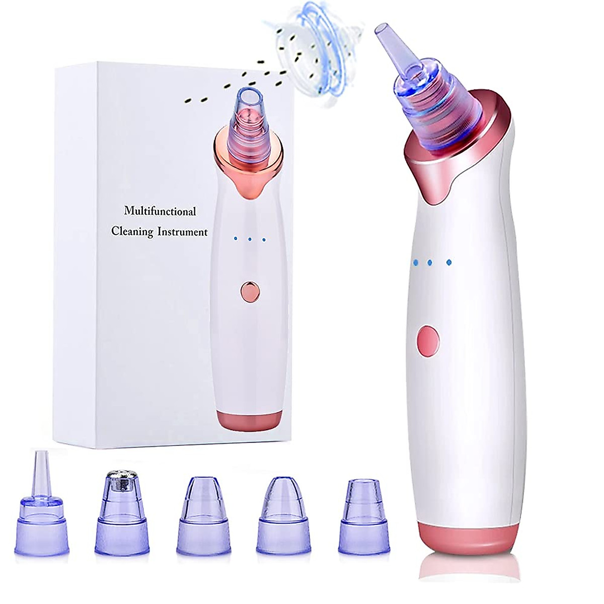 2023 Blackhead Remover Pore Vacuum Cleaner Electric Blackhead Vacuum Extractor Pore Cleaner Comedone Whitehead Remover Kit Pore Extractor Suction Too with 5 Different Sucker Heads