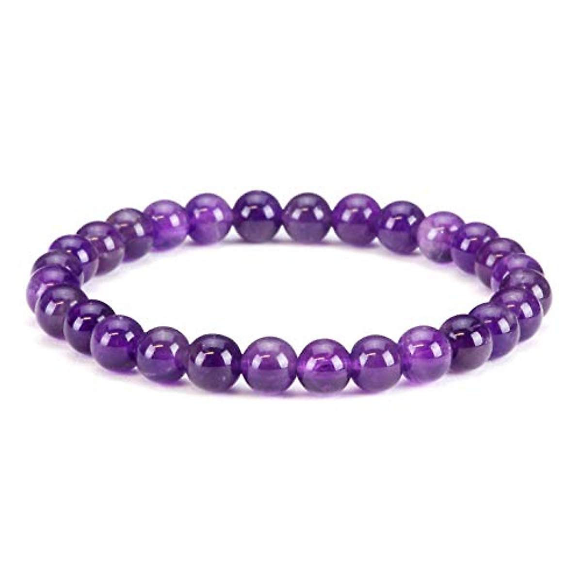 Cherry Tree Collection - Small, Medium, Large Sizes - Gemstone Beaded Bracelets For Women, Men, and Teens - 6mm Round Beads (Amethyst - Small)