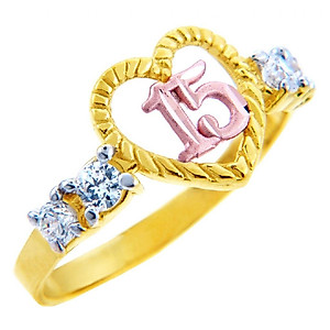 15 Años Ring - Quinceanera Ring with Cubic Zirconia (10k) (9)