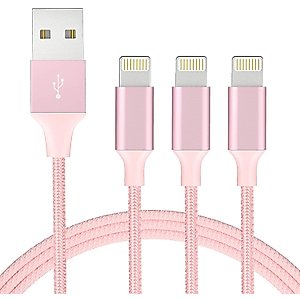 Marchpower Pink iPhone Charger Cable - MFi Certified Lightning Cord 3Pack 3ft 6ft 10ft USB-A Fast Charging Syncing Cable iPhone 14 13 12 Mini SE 11 Pro MAX Xs XR X 8 7 6 Plus S E iPad iPod AirPods Pr
