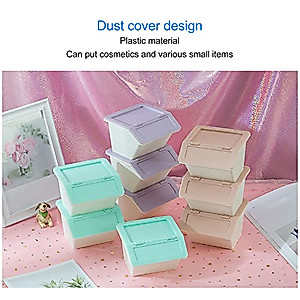 Desk Storage Box Purple Pink Dust Cover Stackable Design Keeping Tidy Skincare Organizer for Cosmetic
