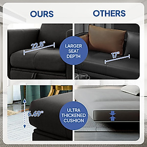 Arathorn Modular Sectional Sofa with Ottoman Oversized U Shaped Sofa Couch with Reversible Chaise, Convertible Sofa Bed Sleeper Modular Sofa Sectional Couch for Living Room, Dark Grey