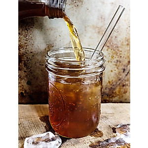 Hiware Reusable Glass Straws Set, 4-piece Drinking Staws with Cleaning Brush, 10" x 10 mm, Dishwasher Safe