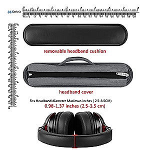 Geekria Medium Hook and Loop Headband Cover + Headband Pad Set/Headband Protector with Zipper/DIY Installation No Tool Needed, Compatible with ATH Bose B JBL Hyperx Sony Headphones (Grey)