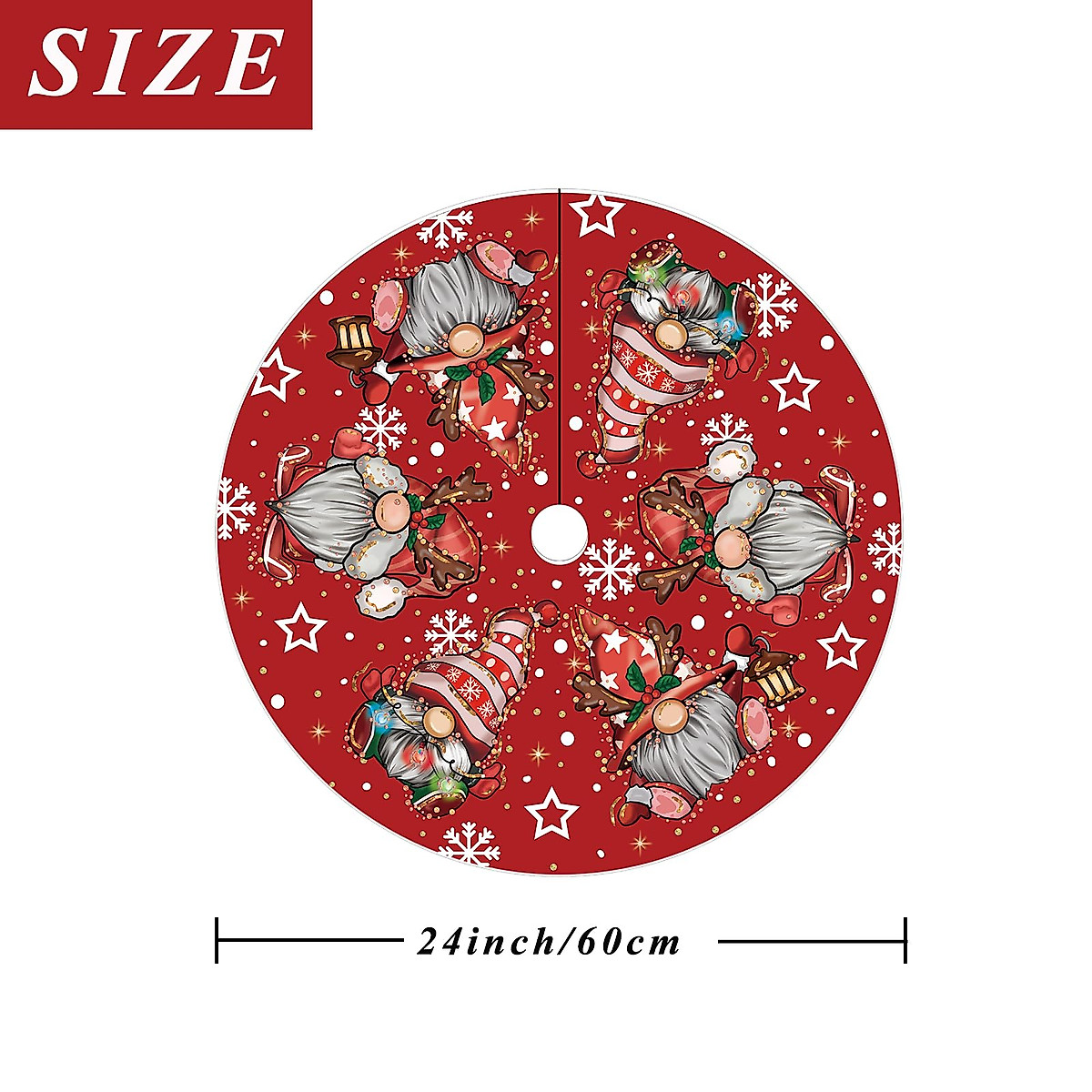 Christmas Tree Skirt Red Tree Skirt Glitter Gnomes Snowflake Xmas Winter Tree Skirt 24 Inch for Red Christmas Indoor Outdoor Decorations