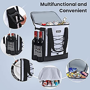 ZAKEEP Cooler Backpack, 36 Cans Multifunctional Leakproof Cooler Backpack with Padded Top Handle, Mesh Pocket for Camping BBQ (White)