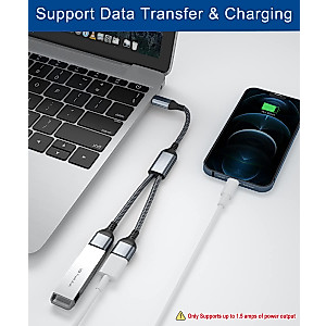 USB-C OTG Splitter Y Cable 1M,Type C to Dual USB 2.0 Adapter,C Male to Double Female Converter Split 2 in 1 Cord for MacBook,iPad 10 Mini 6 Air 4 5,iPhone 16 15,Galaxy S24 S23 21 20 Z Flip Fold Tab S8