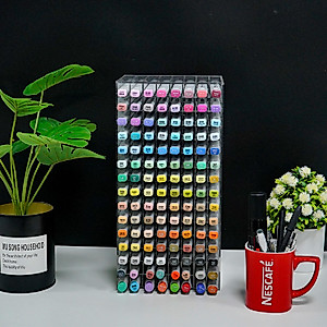 SANFURNEY 120-Slot Acrylic Craft Marker Organizer, Clear Art Supplies Storage Rack for Marker Pen, Pencil and Pen Holder for Desk, Desktop Art Organization Rack