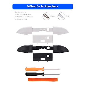 Benseager Replacement Bumper for Xbox Series X Controller, LB RB Bumper Button Replacement Parts for Xbox Series X/S Controller (Black&White)