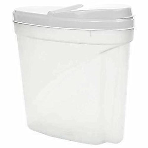 2 Pc Dry Food Storage Cereal Dispenser Pasta Rice Container BPA Free 4.8 Liters, White