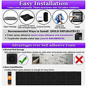 TroyStudio Thick Acoustic Foam Panels, 12 X 12 X 2 Inch 18 Pcs Broadband Sound Absorbing Foam, Dense Soundproof Padding Tile, Recording Studio Foam Absorber, Groove Decorative 3D Wall Ceiling Panel