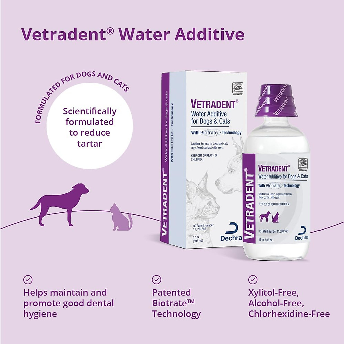 Vetradent® Water Additive for Dogs and Cats, 17 oz