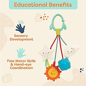 B. toys- B. baby- Baby Sensory Rattle – Hanging Toys for Car Seat, Stroller, Crib, Play Gym – Soft & Crinkly – Fun Activity for Infants, Babies– 3 Months +