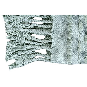 ACCENTHOME Cotton Throw Blanket with Tufted Decorative Design | 50''X60'' Cozy Chenille Knit Lightweight Boho Chic Blankets | Sage Soft Fringe Tassel Blankets for Couch, Bedroom, Living Room Sofa