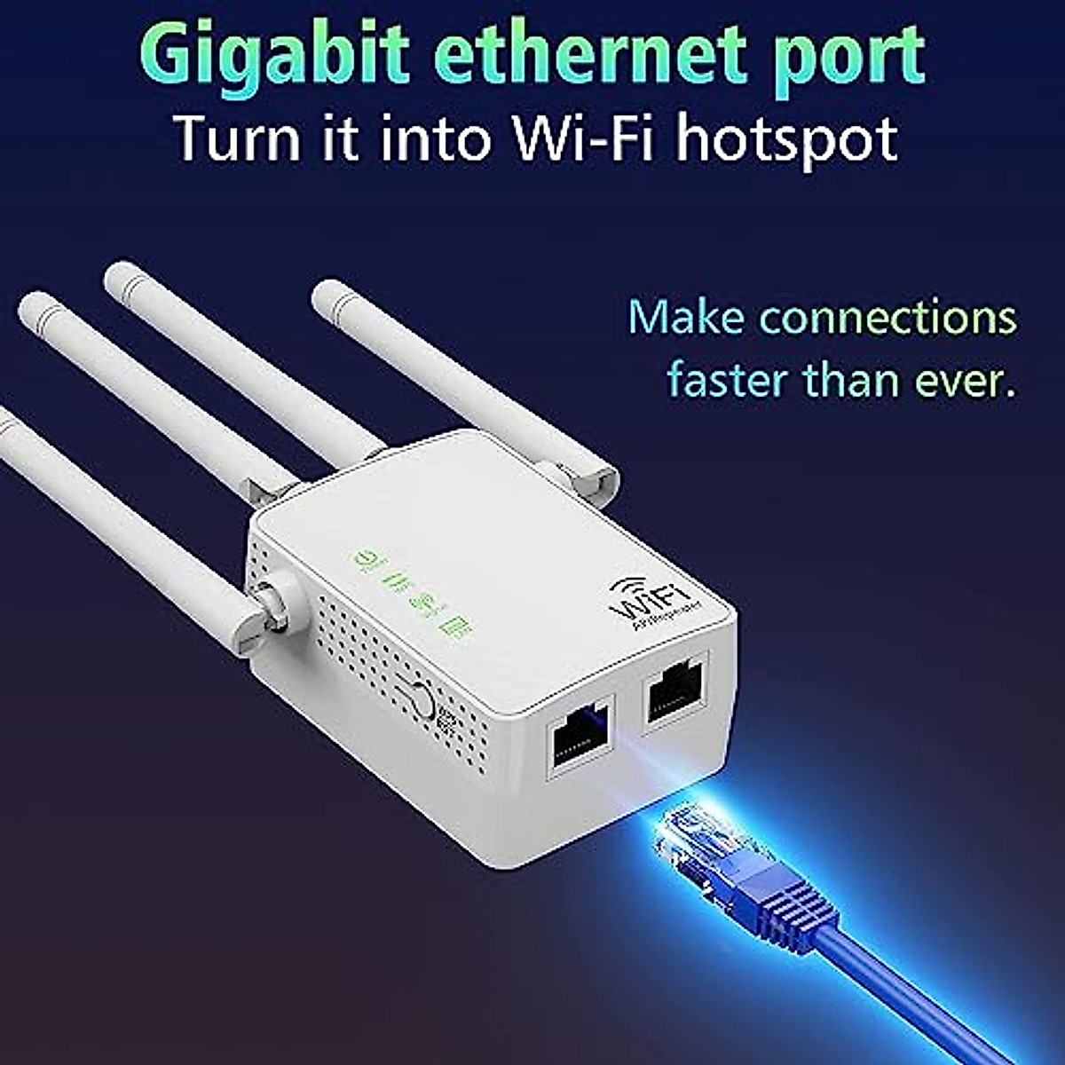 WiFi Extender Signal Booster Up to 5000sq.ft and 45 Devices, WiFi Range Extender, Wireless Internet Repeater, Long Range Amplifier with Ethernet Port, Access Point, 1-Key Setup, Alexa Compatible